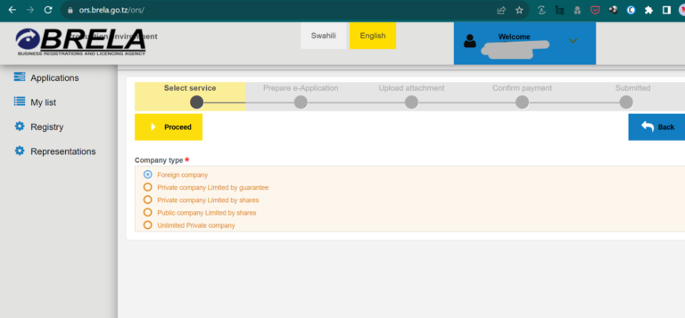 How to register a foreign company in Tanzania using BRELA ORS